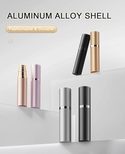 BRARIOS Refillable Portable Mini Perfume Atomizer for Travel, 5ml Luxury Empty Leakproof Pump Perfume Spray bottle Atomizer for Man and Woman (Y-Champaign Gold)
