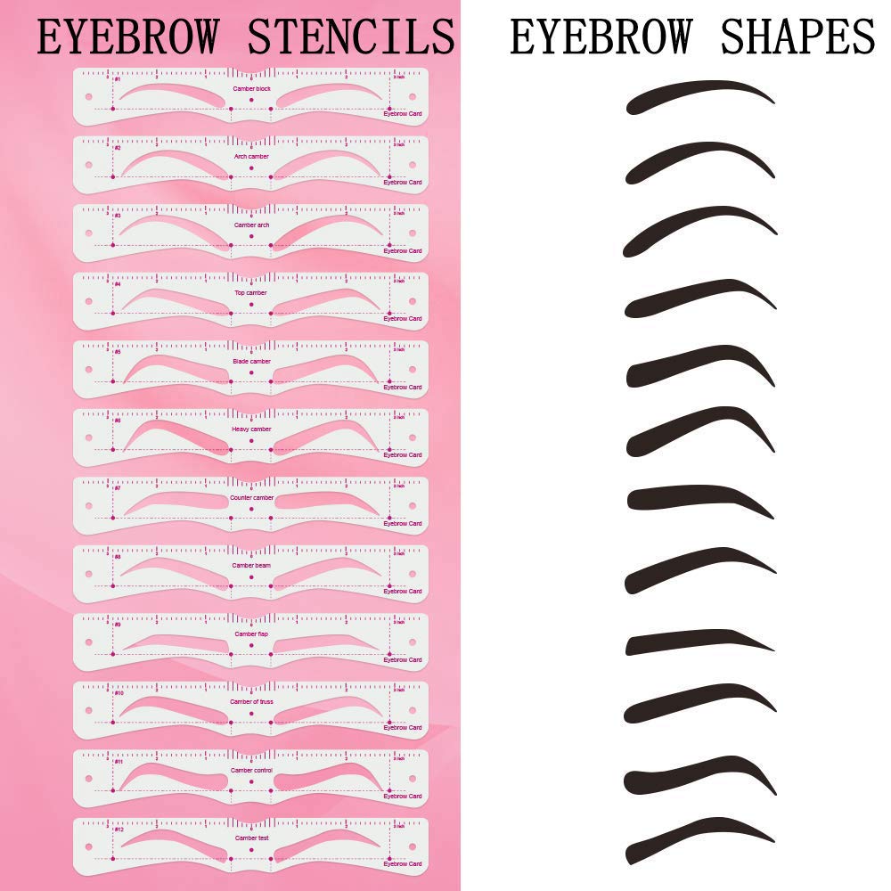 14 Pcs/set Eyebrow Shaper Kit - Reusable Eyebrow Template With Strap & Eyebrow Razor DIY Grooming Eyebrow for Women Girl