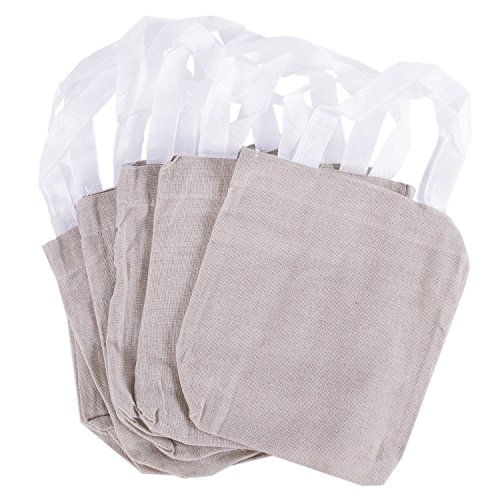 8" x 8" Canvas Tote Sacks Natural Color for Arts & Crafts, Reusable Grocery Bags, Decoration, Party Favors (12 Pack)
