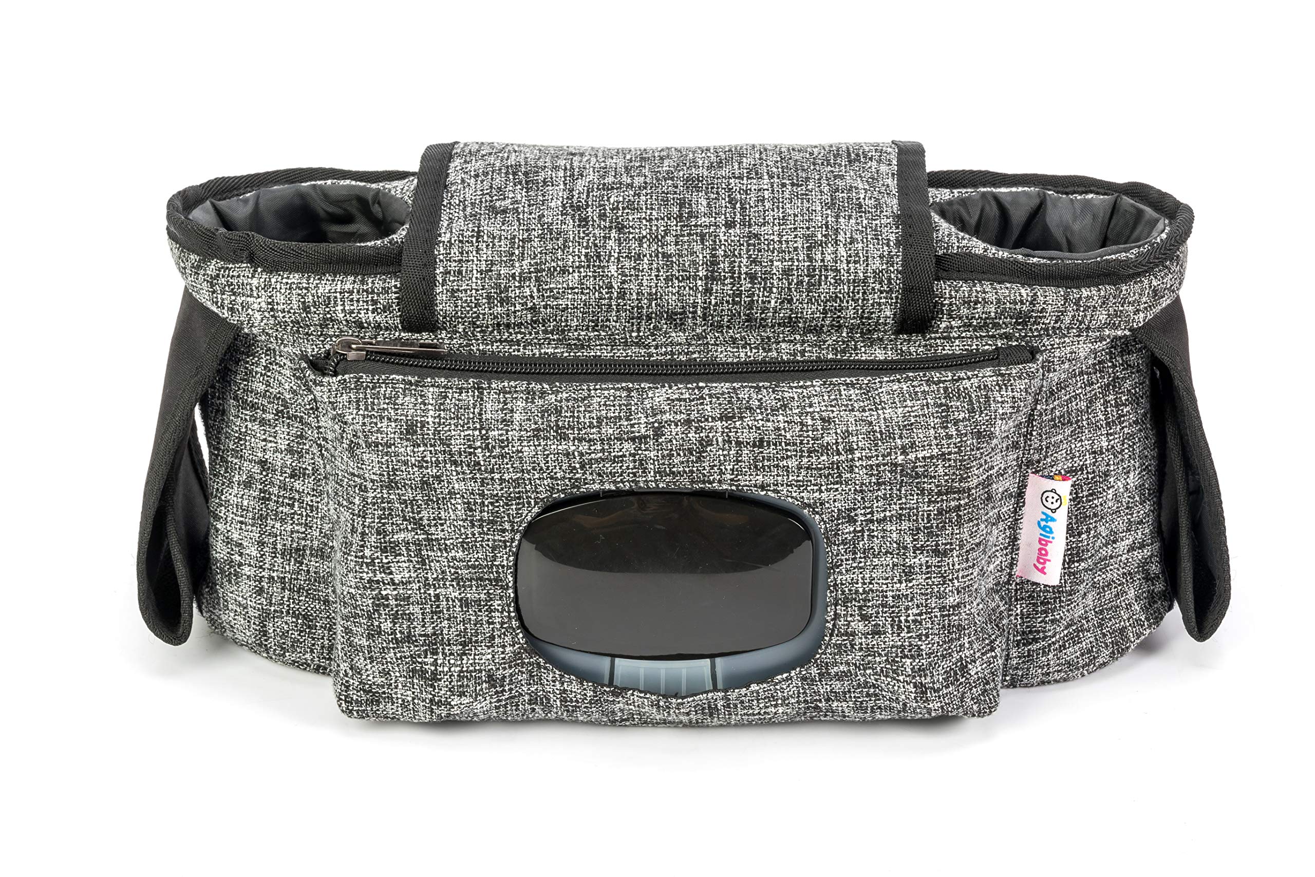 Agibaby Universal Stroller Organizer with Cup Holders | Baby Diaper Bag/Caddy with non-slip straps