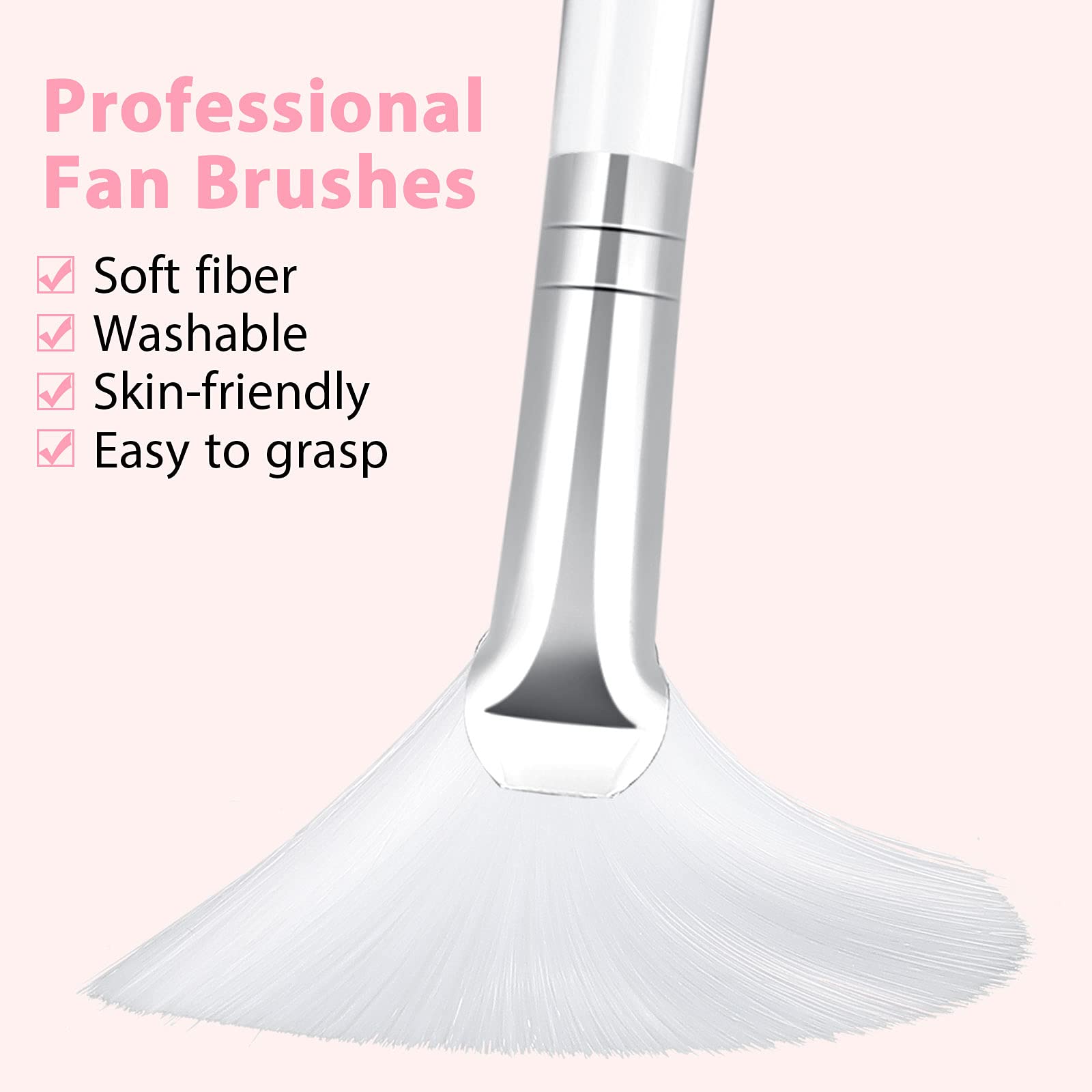 Patelai 14 Pieces Fan Brushes Applicator, Mask Brushes for Facial Makeup Tools for Face Cosmetic(White)