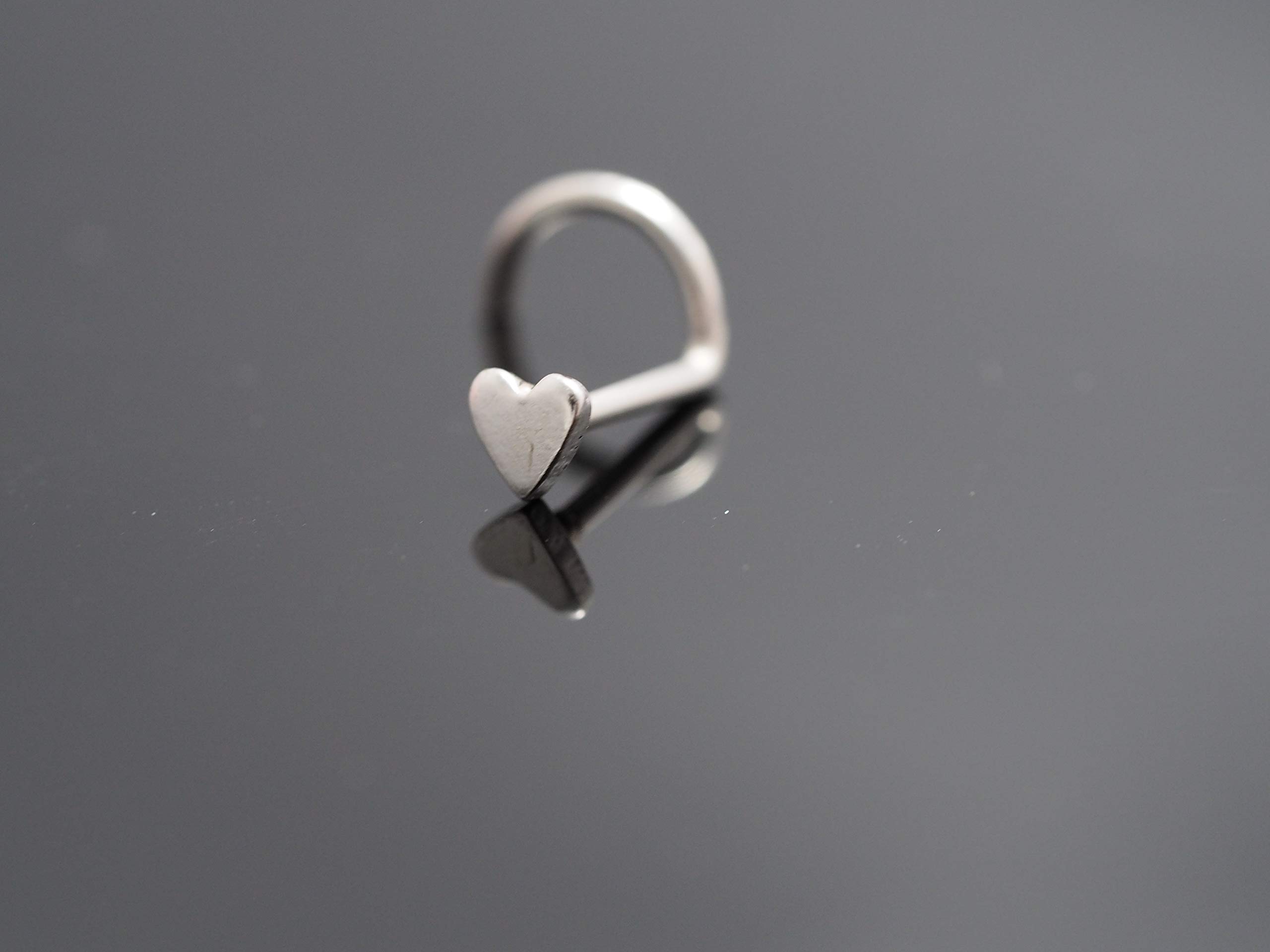 18,20 gauge Mini heart Nose Stud ,925 Sterling Silver,Tiny Heart Nose Stud / nose screw, Body Piercing Jewelry, Silver Nose ring (18g Left Screw)