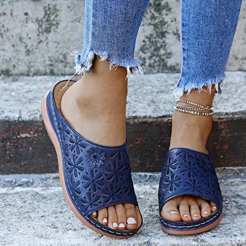 justHIGH Women's Open Toe Classic Roman Style Sandals Stretch Flatform Slide Sandal