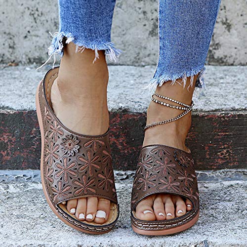 justHIGH Women's Open Toe Classic Roman Style Sandals Stretch Flatform Slide Sandal
