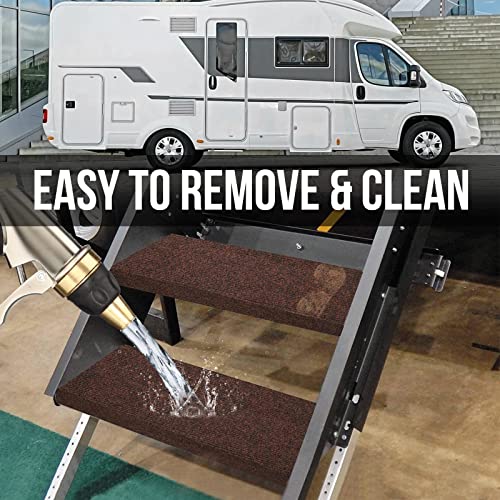 Afurkuot RV Step Covers 2 Pack, RV Step Rugs Stair Carpets Camper Step Cover 22” Wide Wrap Around Cover for RV Stair Camper Trailer Motorhome, Pack of 2 Camper Stairs Carpet, RV Accessories