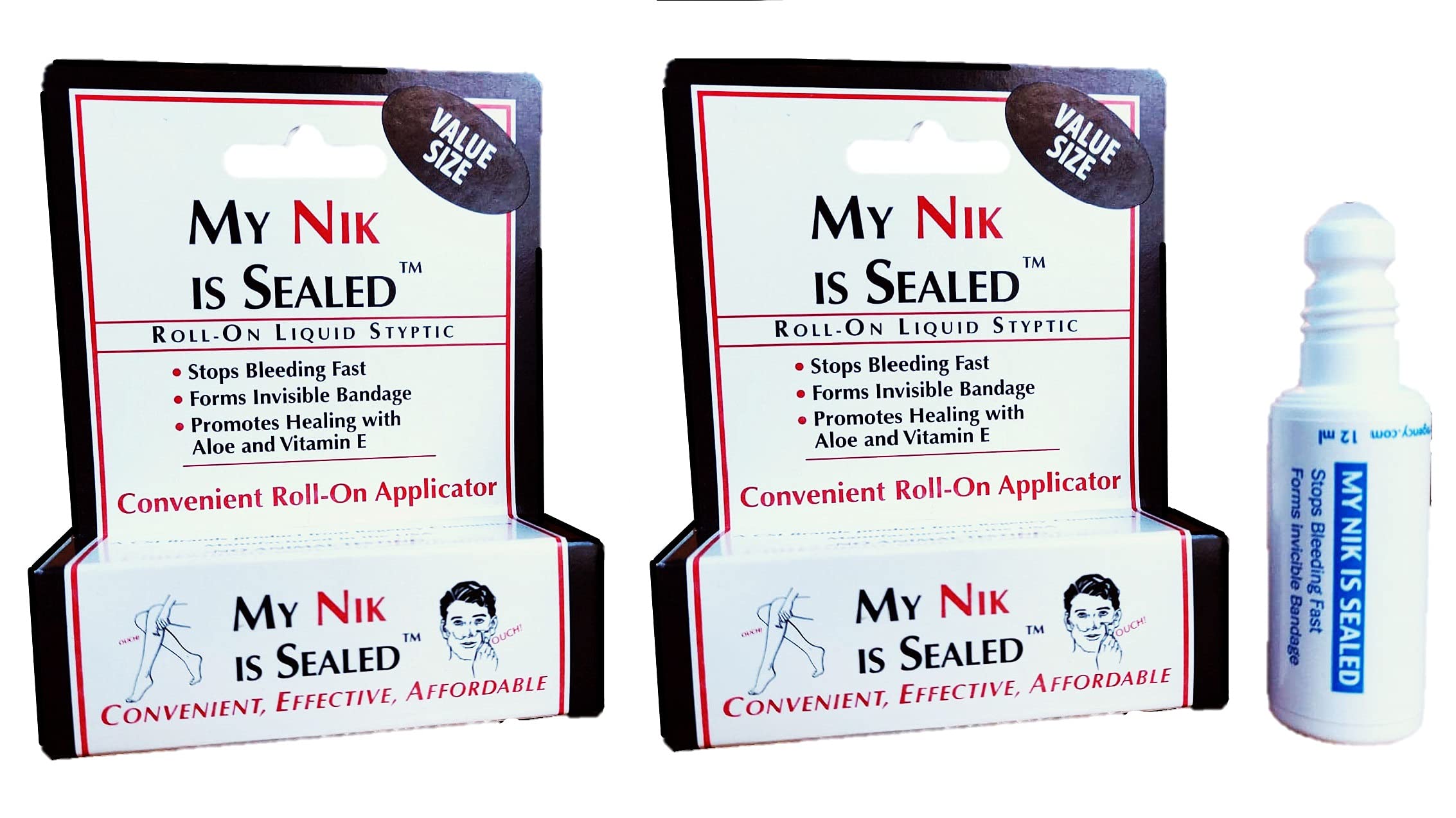 COSMETICALLY SEALED My Nik Is Sealed Roll-On Liquid Styptic | 2 PACK 12ml Value Size | First Aid in a Tube | Made in USA