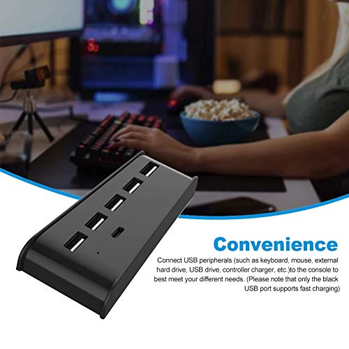 TWDYC 5 Port High-Speed Splitter Adapter Game Console USB Hub Multifunctional for PS5 Game Console Charging Stand Indicator Light (Color : White)