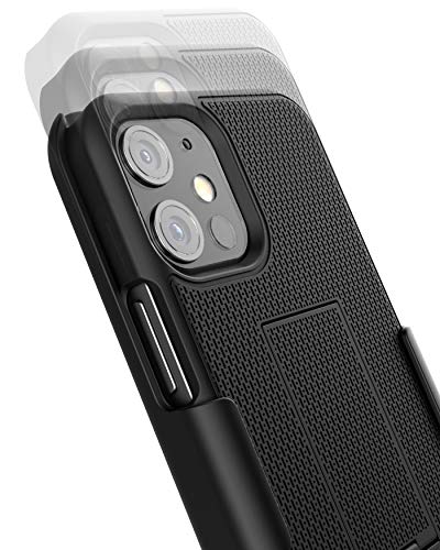 Encased DuraClip Series Designed for iPhone 12 Belt Clip Case - Slim Fit Cover with Holster (Black)