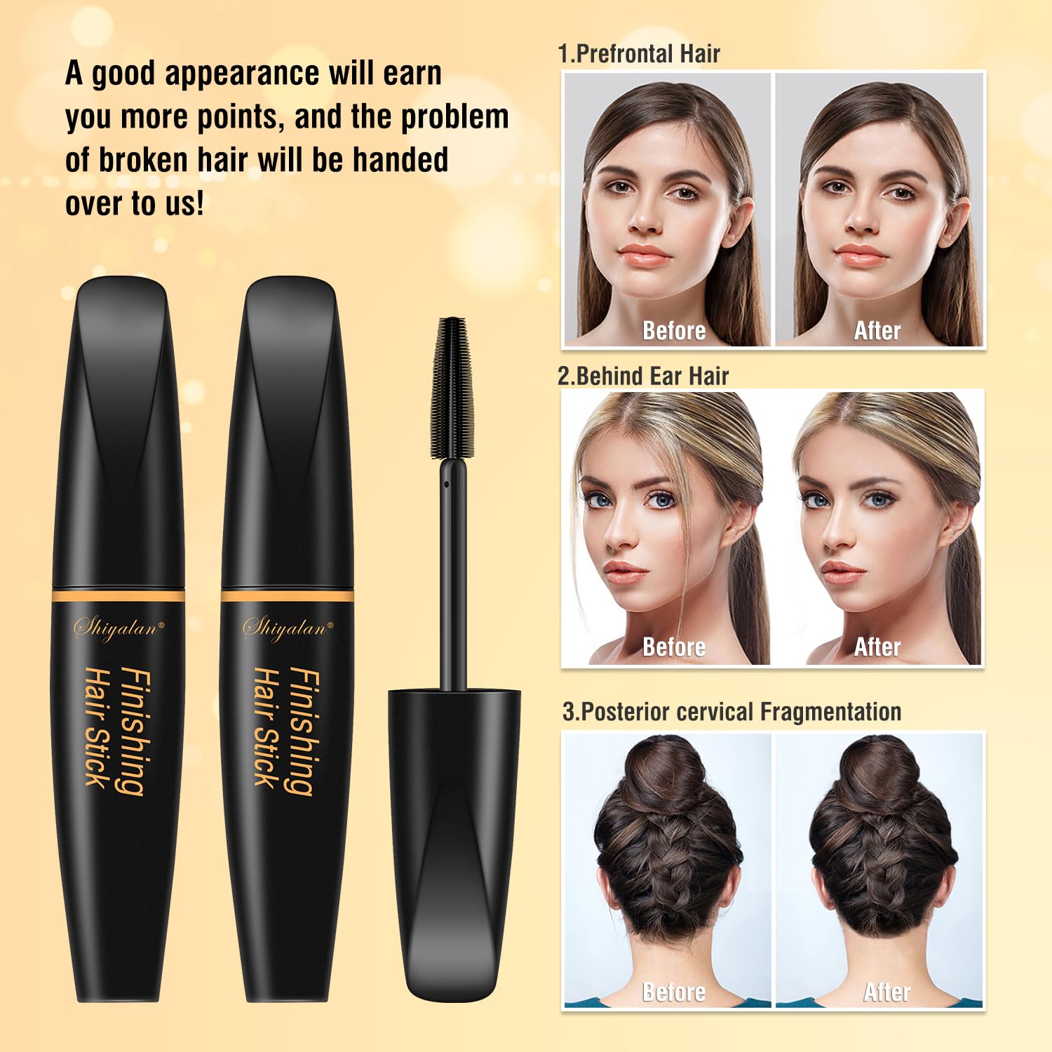 SUOFEIYA Hair Wax Stick for Women 2PC - Hair Finishing Stick, Fly Away Tamer and Mascara - Refreshing and Not Greasy