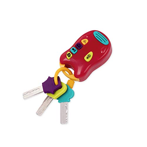 Battat Toy Keys – 3 Keys & Remote with 4 Fun Sounds – Mini Flashlight – Toy Car Keys with Fob for Baby, Toddler – Light & Sound Keys – 10 Months + Red, 6 x 1.25 x 7.5 inches