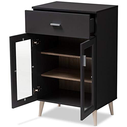Baxton Studio Jonas Server Cabinet in Dark Grey and Oak Brown