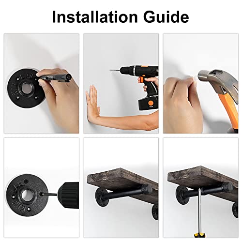 6 Pcs 12 Inch Industrial Pipe Clothes Bar, Pipe Clothing Rack for Hanging Clothes, Wall Mounted Clothes Rack, Wall Clothes Rods, Face Out Pipe Racks for Retail Boutique Display