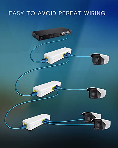 Cqenpr PoE Extend Switch, IEEE802.3af/at/bt, PoE++ BT Port 60W Output, Cascade 3-4 Times, Distance Extend 130M,No Power Required, Plug&Play. (Indoor poe Extender)