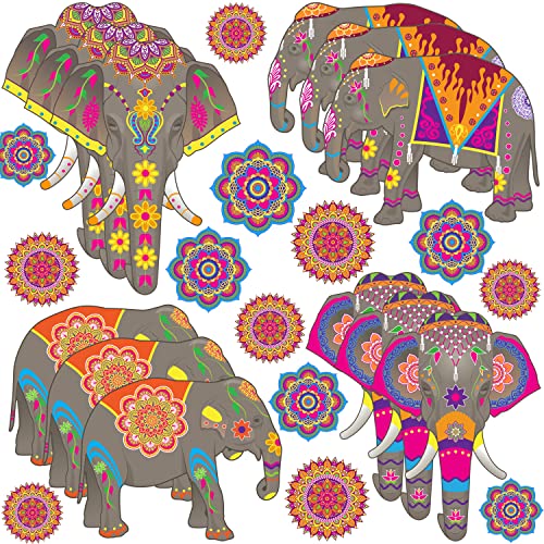60 Pieces Diwali Elephant Cutouts Cards Party Decorations, Festival of Lights Theme Deepavali Party Signs Paper Cardboard Cutouts Diwali Party Supplies