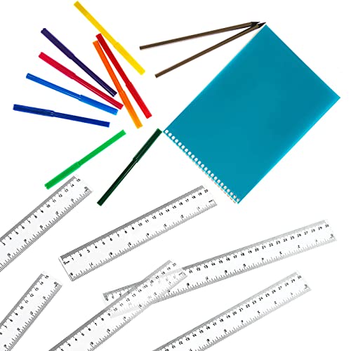 6 Pcs Clear Ruler 6 Inch - 8 Inch - 12 Inch Small Ruler with Centimeters and Inches Straight Edge Rulers for Kids School Office Supplies