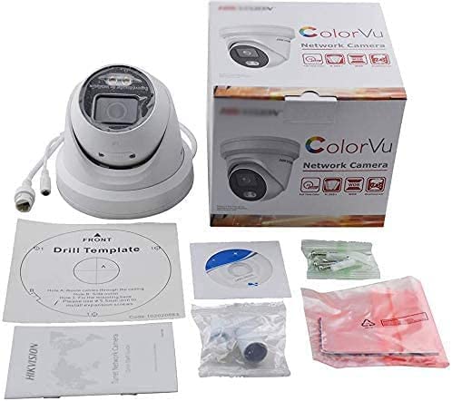Hikvision IP Camera Turret Compatible DS-2CD2347G2-LU 2.8mm Lens 4MP Color-Vu Fixed Turret Network Camera H.265,130dB WDR,24/7 Colorful Imaging, PoE Camera, International Version