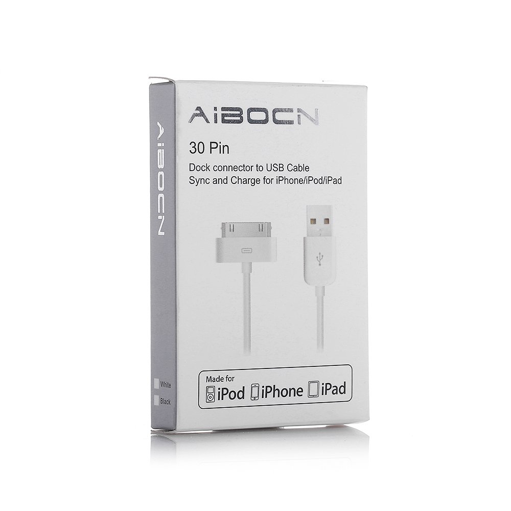 Aibocn MFi Certified 30 Pin Sync and Charge Dock Cable (New Packaging × 2 Pack)