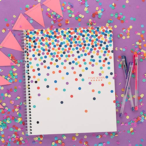 Five Star Spiral Notebooks, 1 Subject, College Ruled, 11" x 8-1/2", Cute Designs Bright Colors, 3 Pack (51180)