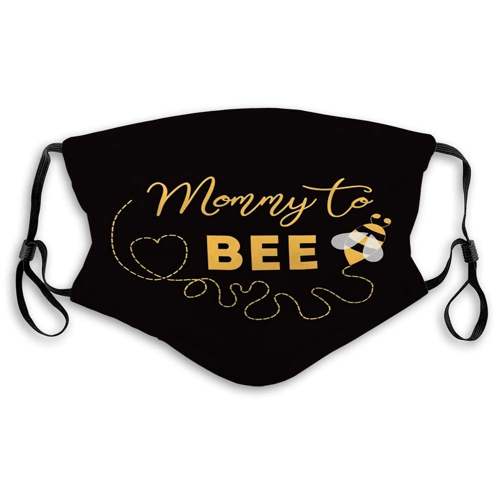 ETHAICO Fillter Cloth for Adult and Kids,Baby Shower Invitation Text Mommy to Bee Cute Card Mothers Day BeesïŒReusable Windproof Cloth Half Face Double Protection