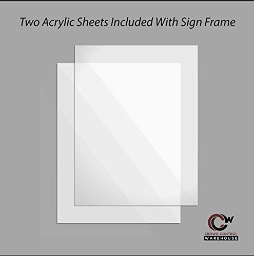 Crowd Control Warehouse Stanchion Post Top Sign Frame, 8.5 x 11 Inch Vertical Black Steel