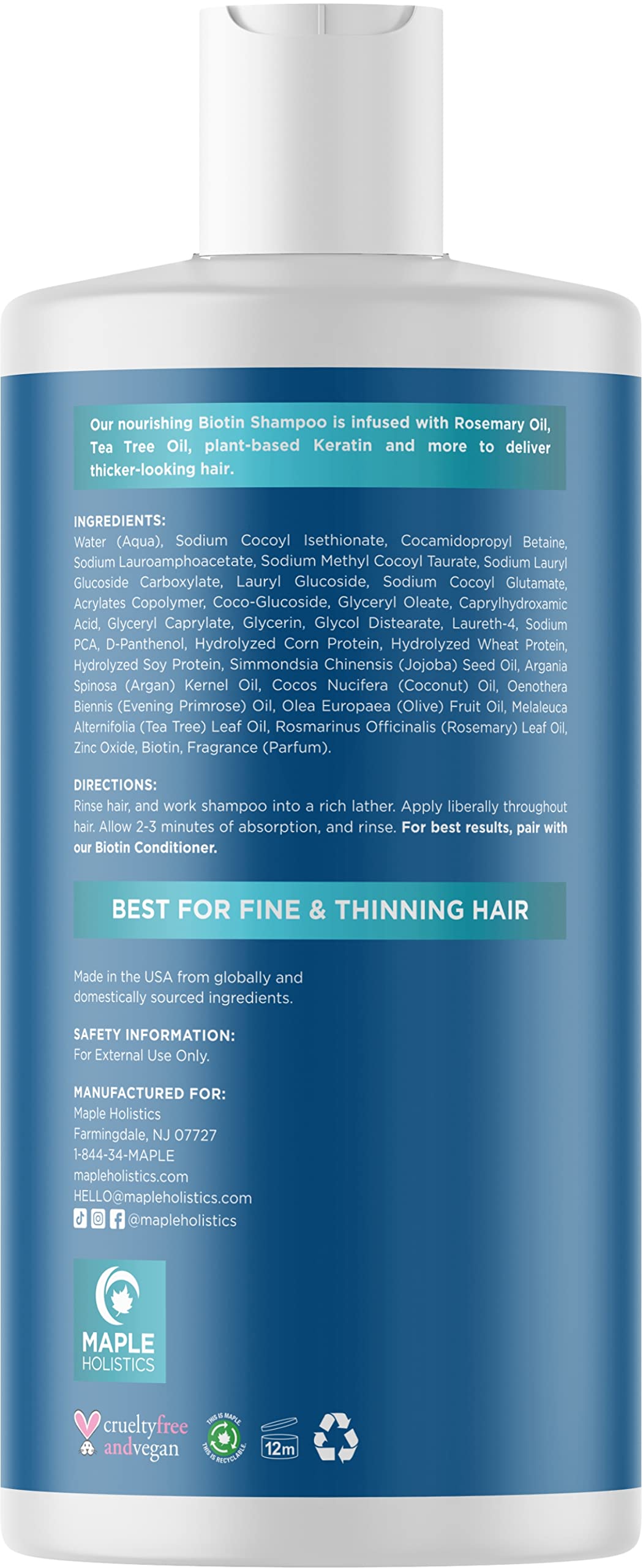 Biotin Shampoo and Conditioner for Thinning Hair and Volume - Hair Volumizing for Men and Women - Thickening Shampoo and Conditioner for Fine Hair