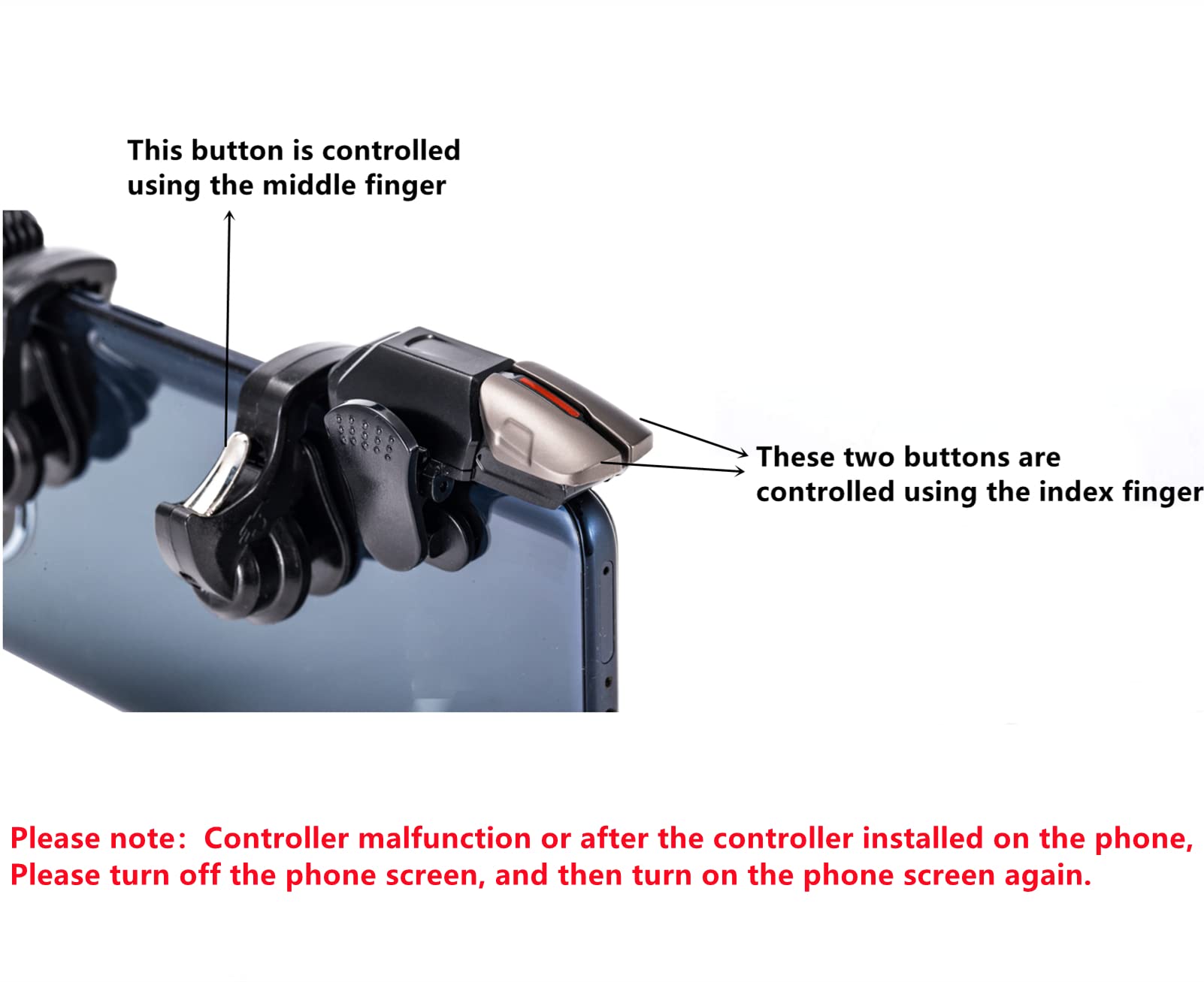 6 Trigger Mobile Game Controller for 6 Fingers Operation with Key Layout Diagram,Joystick Gamepad Compatible with PUBG/Fornite/Call of Duty/Rules of Survival/Knives Out