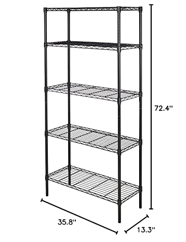 Amazon Basics 5-Shelf & 3-Shelf Adjustable, Storage Shelving Unit, Steel Organizer Wire Rack, Black