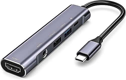 USB C to HDMI Adapter for iPad Pro 11/12.9 2021/2020/2018,iPad Air 4,USB C Hub Adapter with 3.5mm Headphone Audio Jack,4K HDMI,USB3.0,USB C Power Delivery Charging,Docking Station Accessories