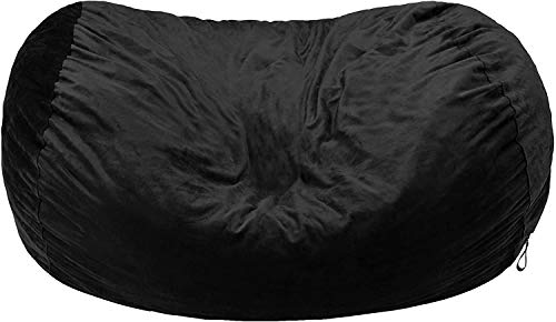 Amazon Basics Memory Foam Filled Bean Bag with Microfiber Cover, Lounger-6', Black, Solid