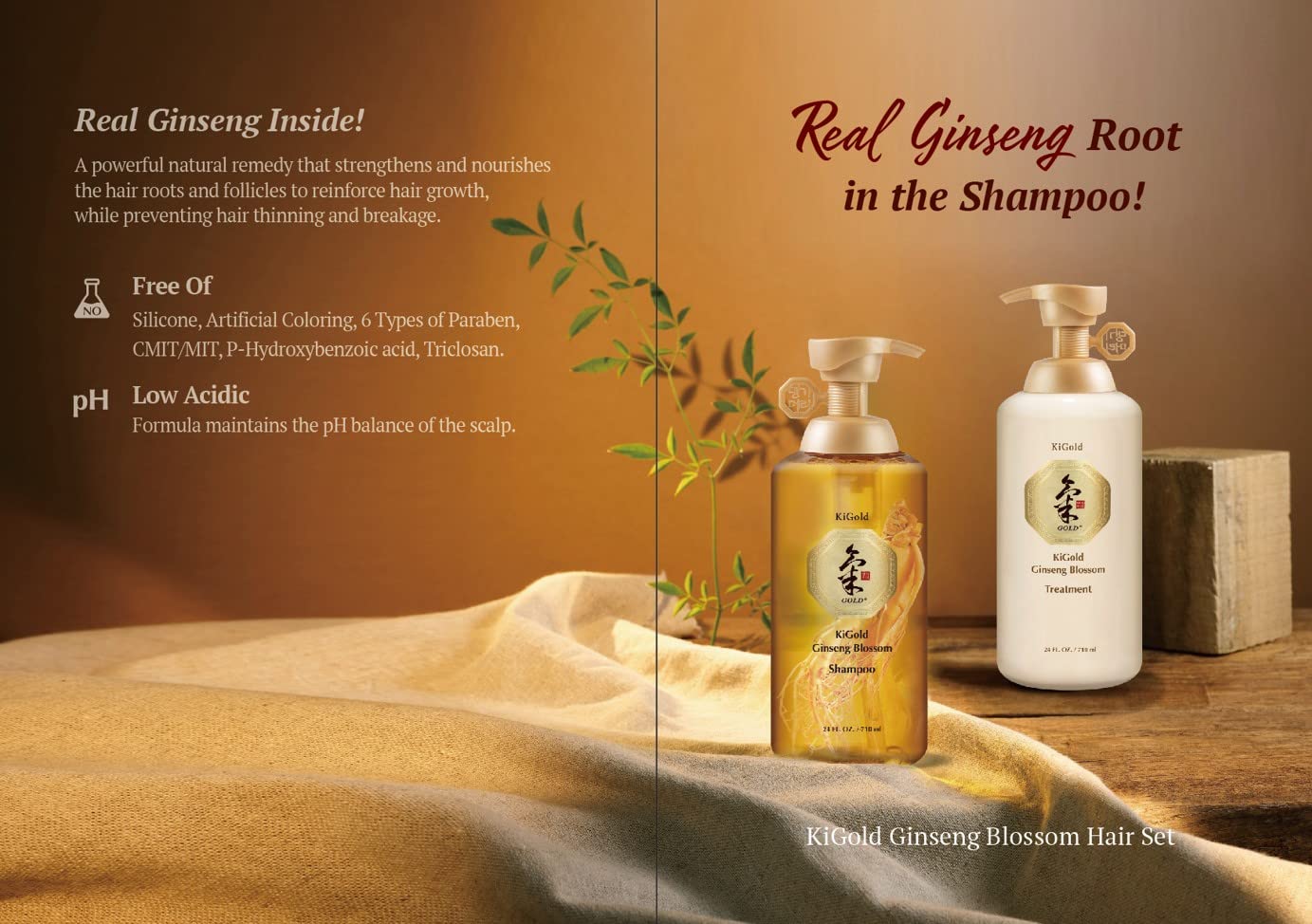 Daeng Gi Meo Ri - Ki Gold Ginseng Blossom Treatment, No Silicone, For Glossy and Elastic Hair, Deeply Hydrating and Moisturizing, 710ml