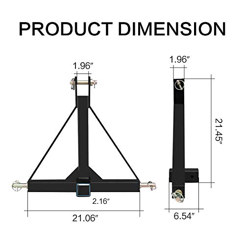 EBESTTECH 3 Point 2 Inch Receiver Trailer Hitch Heavy Duty Steel Category 1 Tractor Tow Hitch Drawbar Adapter for Kubota, BX, LM25H, WLM Tractor, NorTrac, Yanmar, Kioti, Cat 5000lbs Capacity