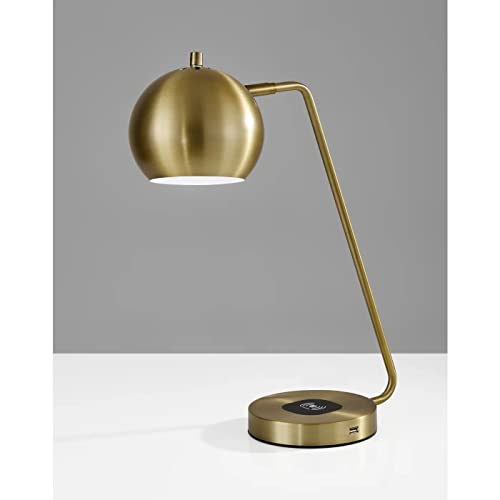 Adesso 5131-21 Emerson Desk Lamp Wireless Charging, 7W LED, 5W QI, USB Port, Indoor Lighting Lamps