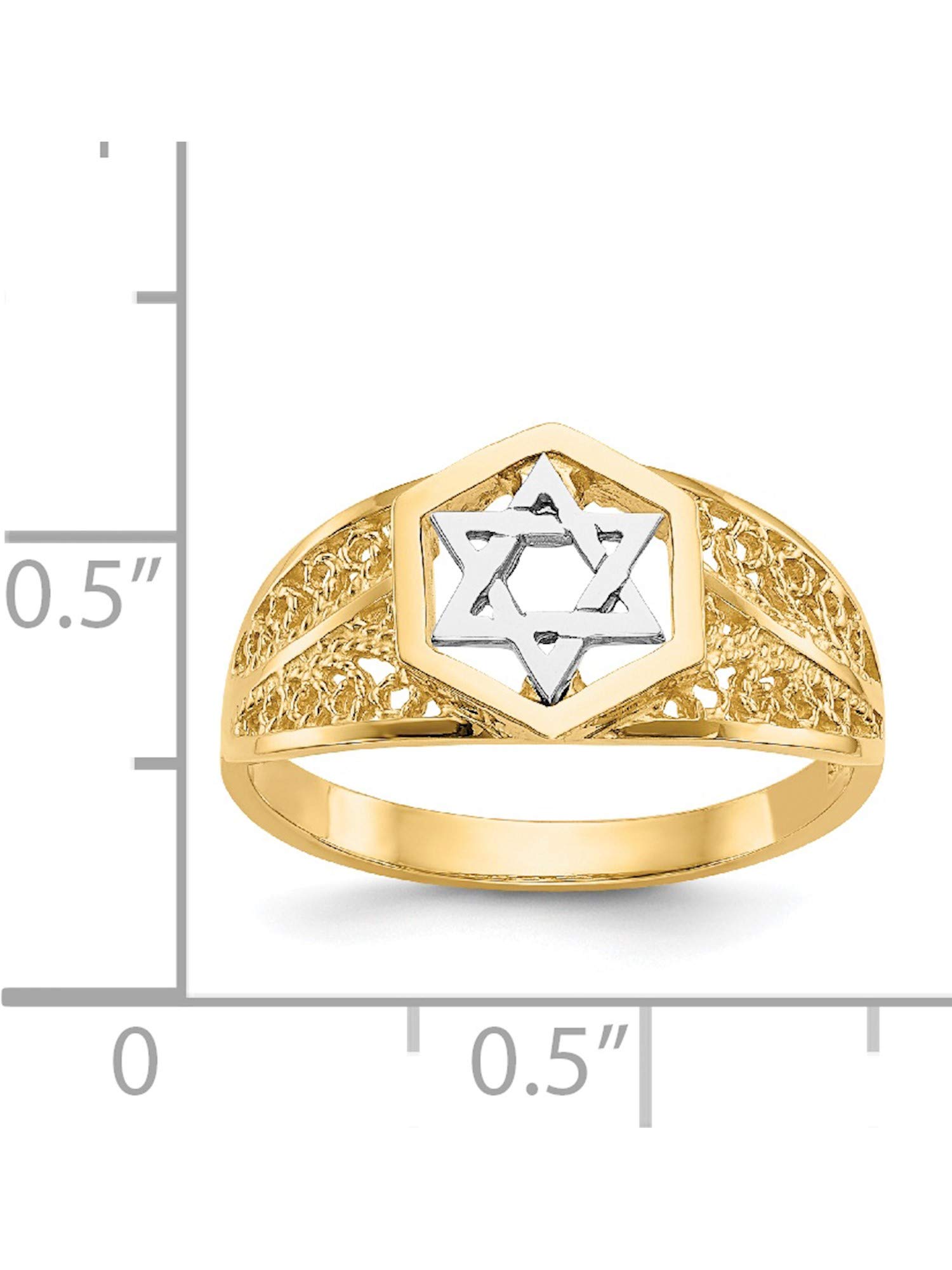 14K Two-Tone Polished Star Of David Ring - Jewelry By Sweet Pea