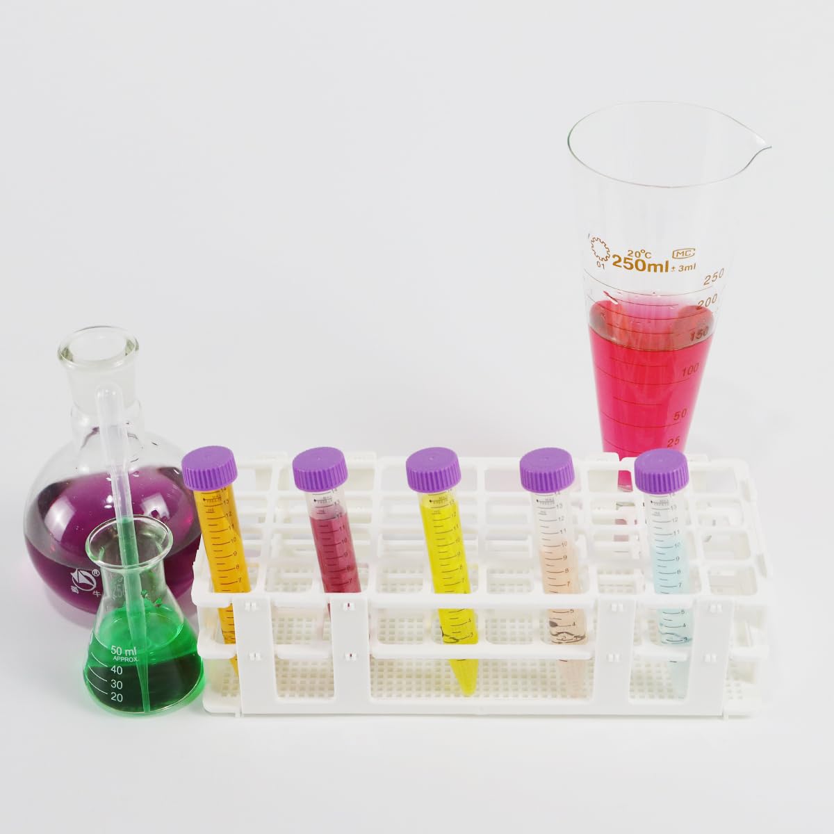 BIPEE Plastic Test Tube Rack, 40 Holes,Test Tube Holder for 20 mm Test Tubes, White vial holder, Detachable test tube holder rack (1pcs,40 Holes)