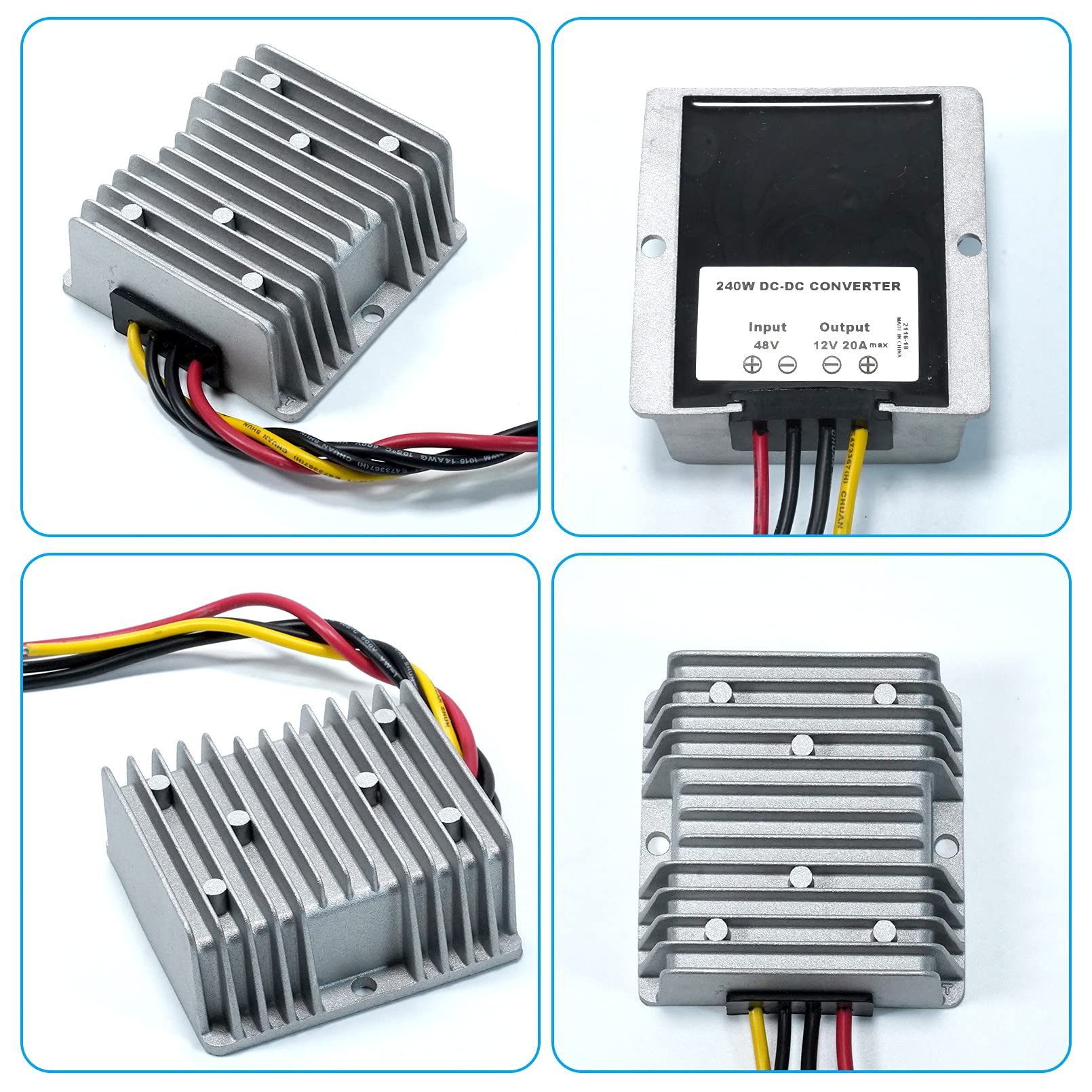 48V Step Down to DC 12V 20A 240W DC/DC Converter Regulator Buck Reducer Waterproof for Golf Cart Club Car LED Strip Light