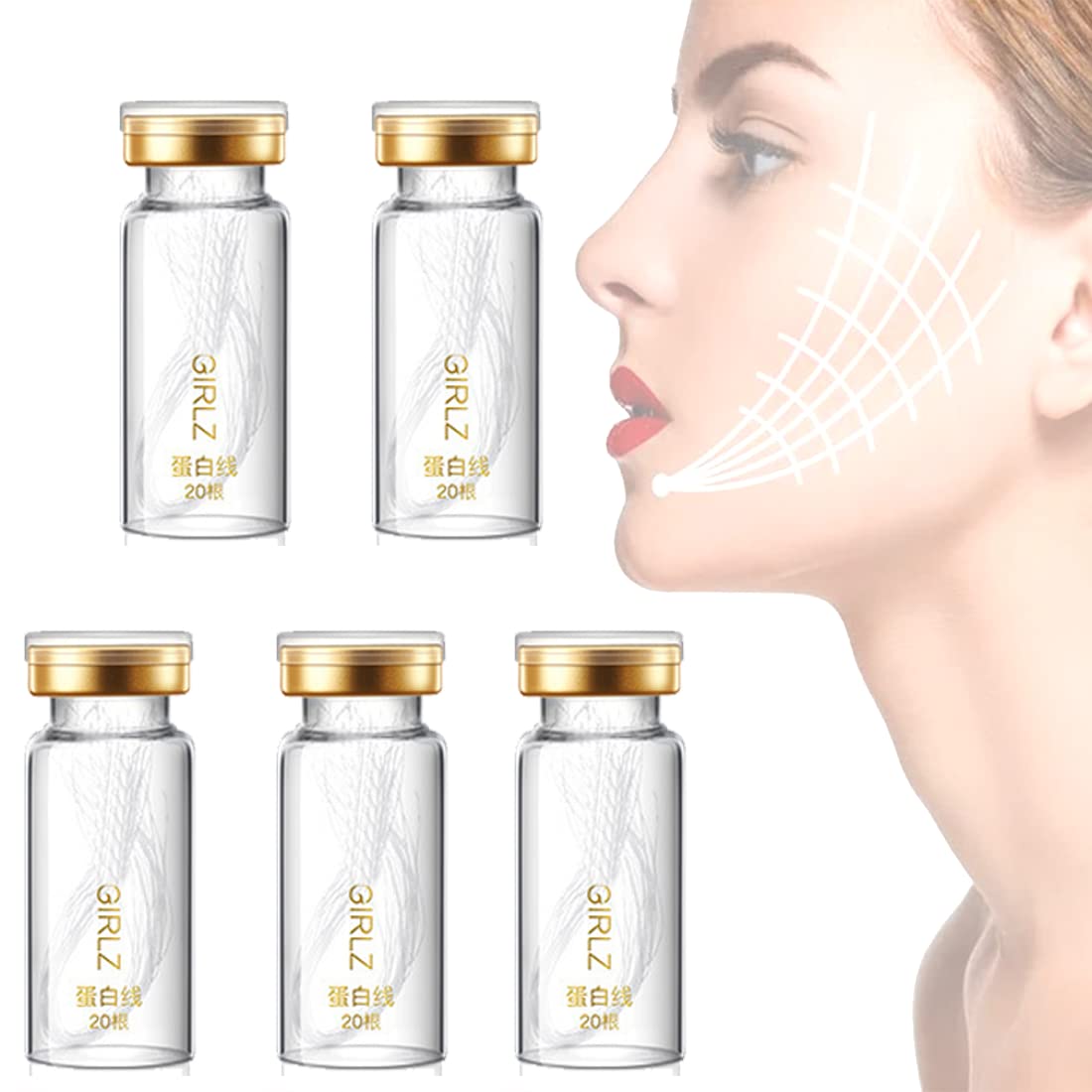 2022 Hilos Tensores Para El Rostro,Hilos de Colageno para la Cara,Instalift Korean Protein Thread Lifting Set,Soluble Protein Thread for Face Lift (5 Pcs,protein thread)