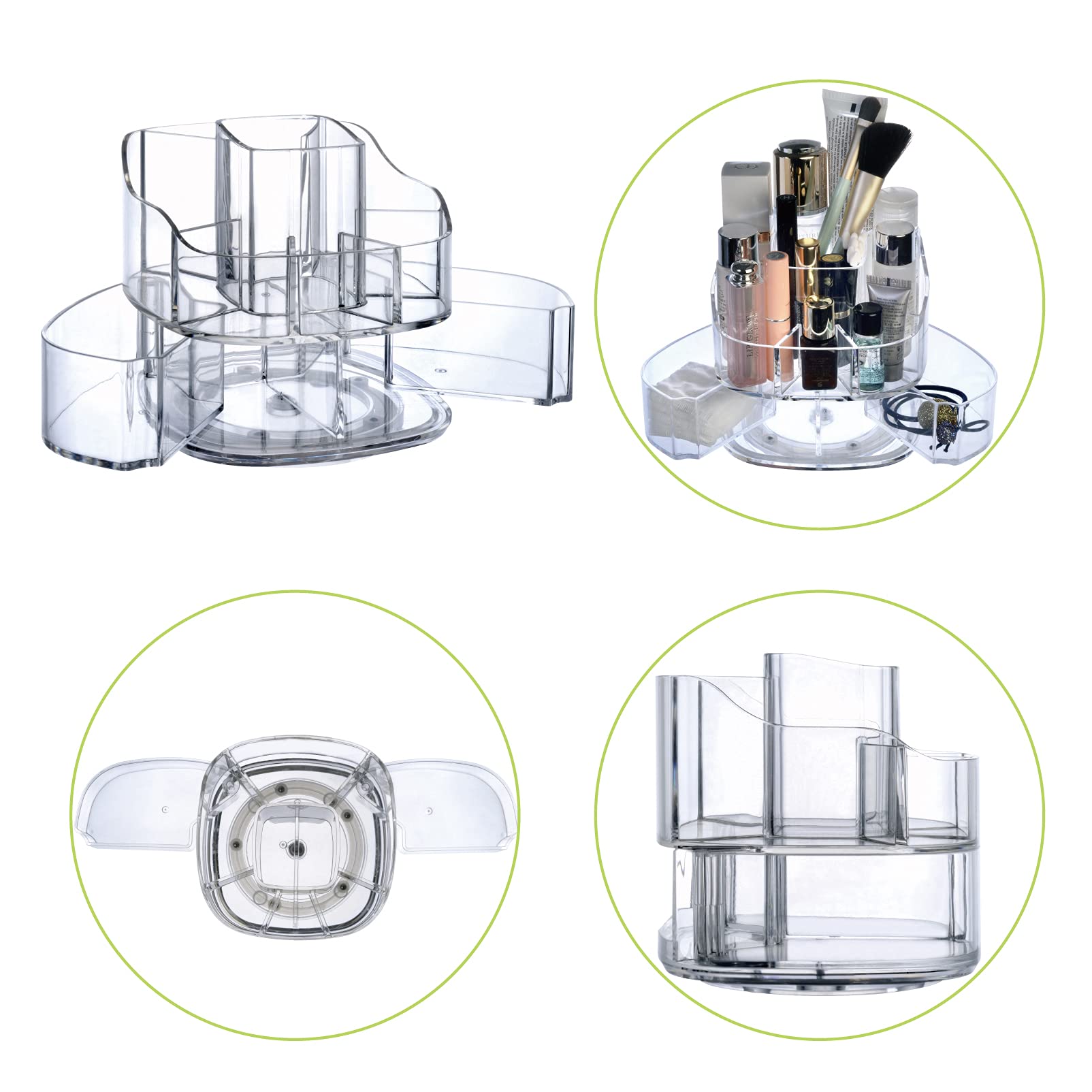 Homhope 360 Rotating Makeup Organizer, Acrylic Cosmetic Storage Display Case,Bathroom Counter Organizer,Skin Care Rack for Vanity,Clear Holder for Makeup Brush,Lipstick