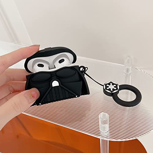 Airpods 3rd Generation Case Cute Cartoon Personality 3D Kawaii Soft Silicone Skin Protector for Teenagers and Children (Black Warrior)