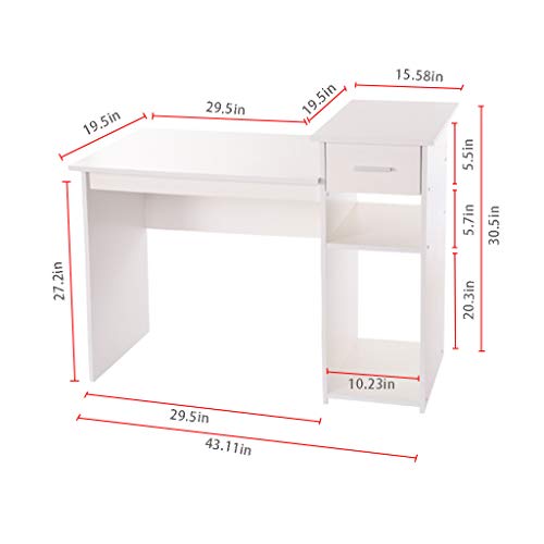 Multipurpose Home Office Writing Computer Desk, Modern Simple Study Desk Industrial Style Workstation Laptop Table with Storage Shelf -Workstation-Students Study Desk Wood Table