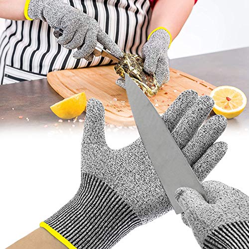 Cut Resistant Gloves Food Grade, Level 5 Protection Cut Proof Gloves, Work Kitchen Cutting Gloves for Oyster Shucking, Meat Cutting, Wood Carving and Fish Fillet Processing, 1 Pair (Small)