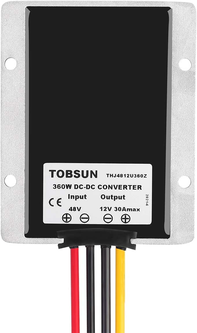 BZONE DC 48V Step Down to DC 12V 30A 360W Voltage Reducer Converter Golf Cart Voltage Regulator Waterproof for Golf Cart