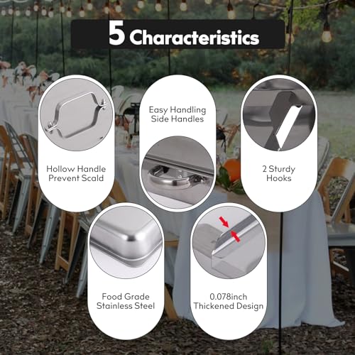 4 Pack 8QT Chafing Dish Buffet Set with 2 Full Size, 2 Half Size, 3 1/3 Size Food Pans, Stainless Steel Buffet Chafers Catering Food Warmers for Party/Buffet/Wedding/Banquet/Catering Events