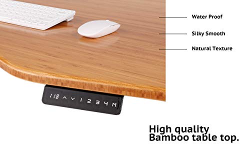 UNICOO Bamboo 55.1 x 27.6 inches Universal Table Top for Standard and Sit to Stand Height Adjustable Home and Office Desk Frames. (Bamboo Table Top-Nature)