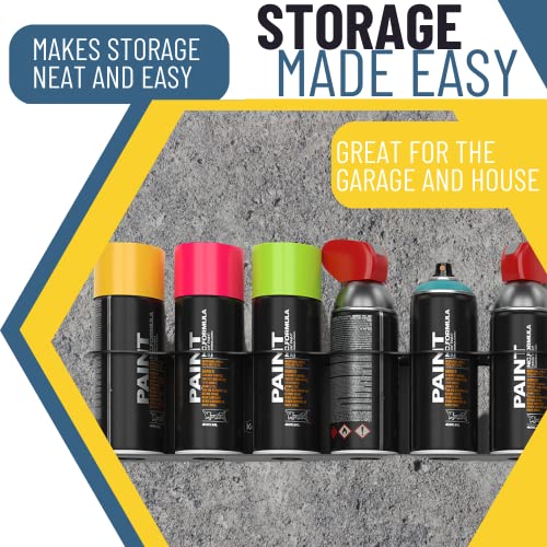 Koova 6 Aerosol Spray Can Holder | Easy Install Wall Mount | Heavy-Duty Powder Coated Steel Storage Rack for Garage & Home | Craft Workspace Paint Bottle Organizer | Hardware Included | USA Made