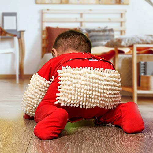 Cute Baby Mop Onesie - Funny and Functional, Perfect as a Long Sleeve Romper for Your Crawling Baby and for Use as an Everyday Baby Jumpsuit. Great as (Red, 9-12 Months)