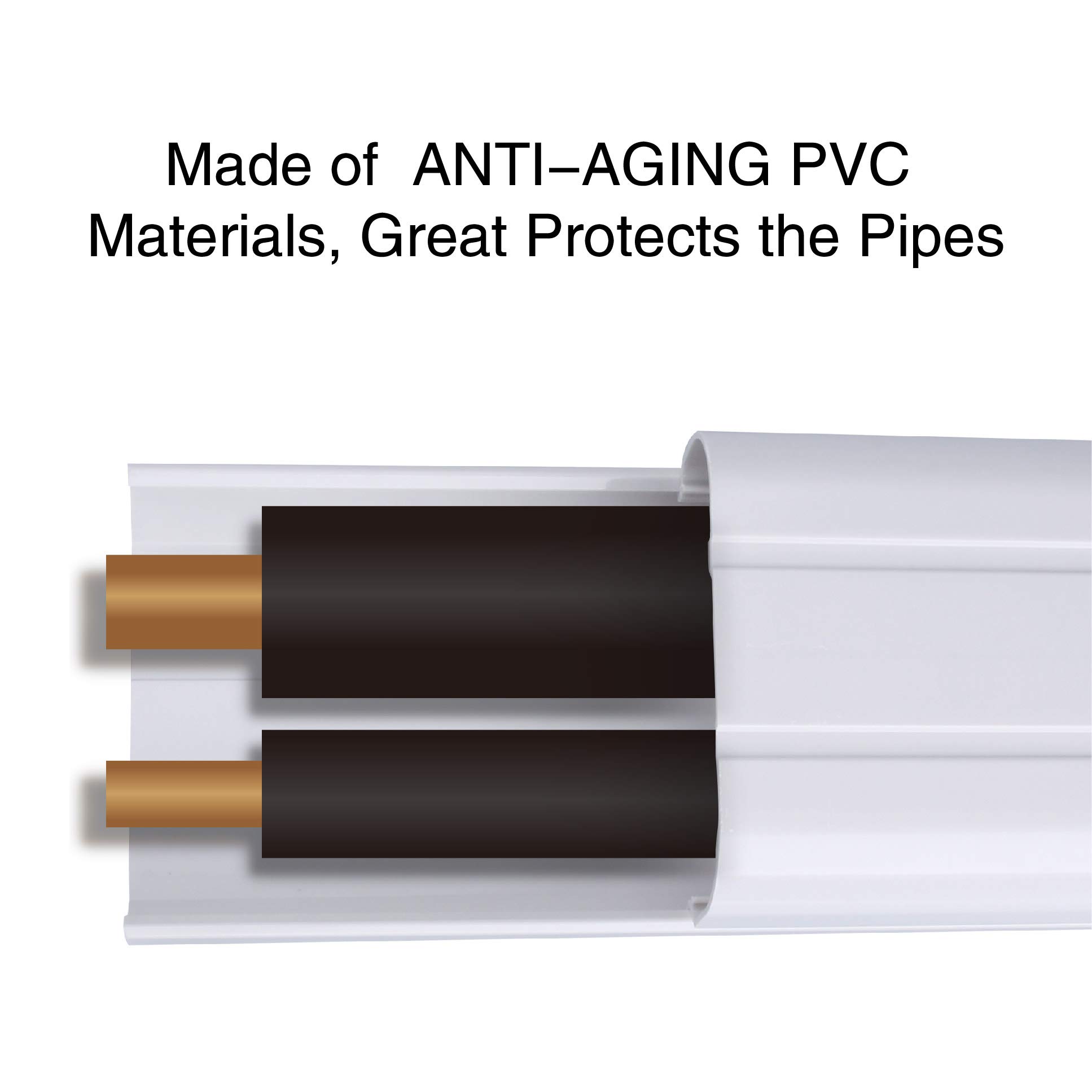 AC Parts 4" W 14Ft Decorative PVC Line Set Cover Kit for Mini Split Air Conditioners, HVAC Heat Pumps 7,000-36,000 BTU Units