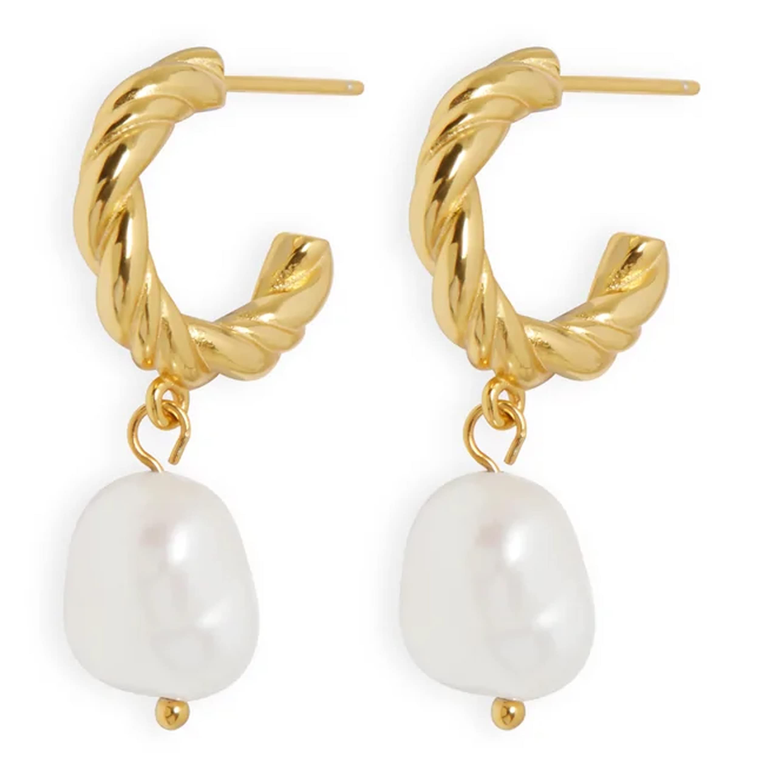 18k Gold Pearl Drop Earrings Hypoallergenic With Fresh Water Pearls [Gift Box included]