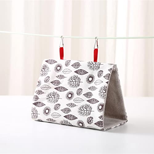 2PCS Hanging Winter Warm Bird Bed, Bird Nest House, Bird Hanging Hammock House, Plush Snuggle Bird Hammock, Hideaway Cave Bed Tent for Hamster Budgies Parakeet Cockatiel Lovebird Parrot (Leaf)