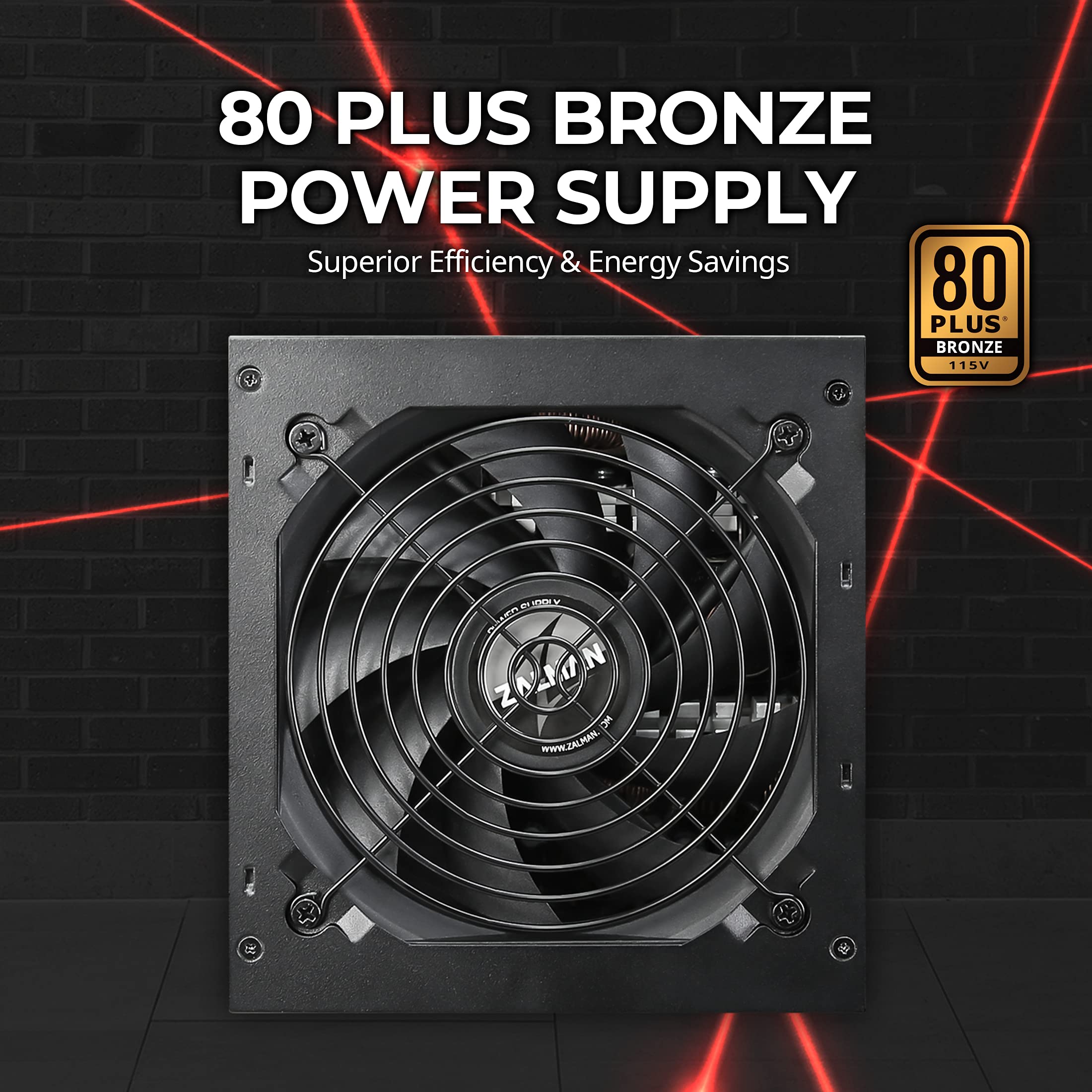Zalman GigaMax 600W 80+ Bronze Certified PSU, Continuous Power with 120mm Ultra Quiet Silent Fan, 105° Capacitor, 5 Year Warranty
