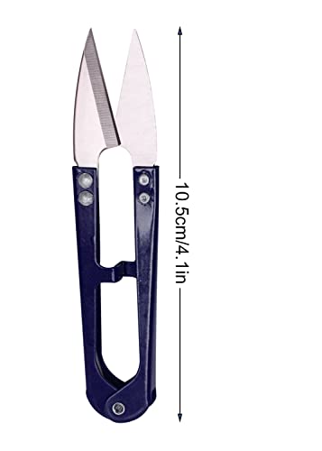 2Pcs Mini Sewing Scissors Clipper with 2Pcs Leather Scissors Sheath Cover Small Embroidery Thread Thrum Yarn Trimming Nipper U-Shaded Craft Cross Stitch Scissors for DIY Supplies(Dark Blue/Dark Red)